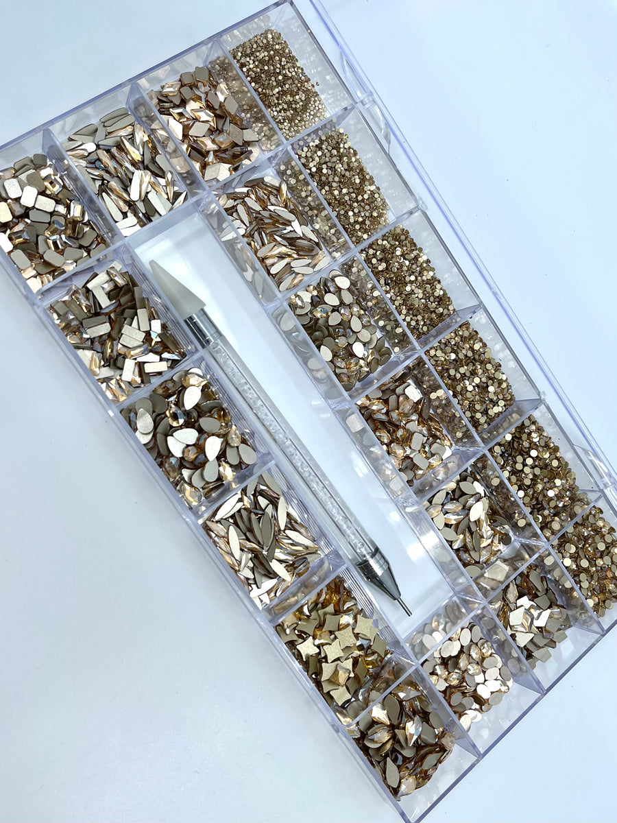 Light Gold Stone Box 2,000 Pcs – Nails Blinged Supply