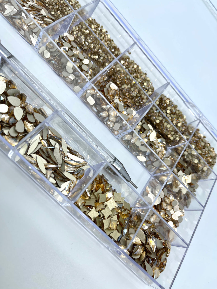 Light Gold Stone Box 2,000 Pcs – Nails Blinged Supply